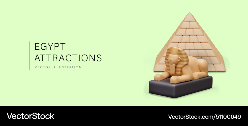 Realistic pyramid great sphinx place for text Vector Image