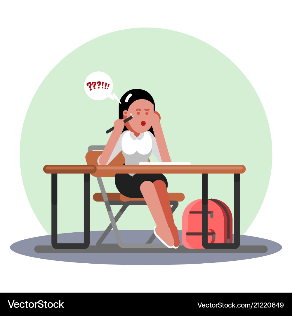 Student girl passing exams Royalty Free Vector Image