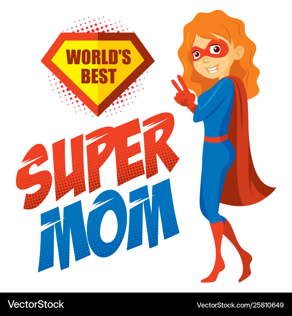 Super Mom Superhero Cartoon Royalty Free Vector Image