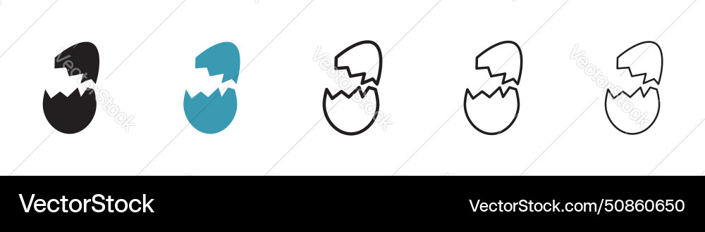 Broken egg icon set with crack symbol cracked Vector Image