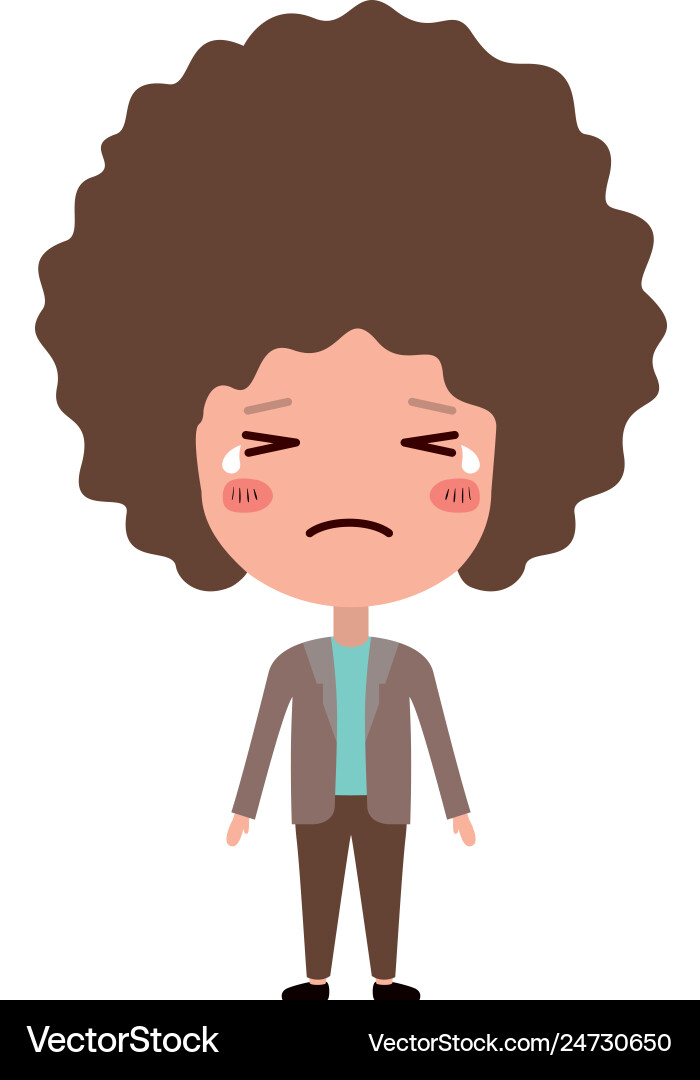 Cartoon sad man kawaii character Royalty Free Vector Image