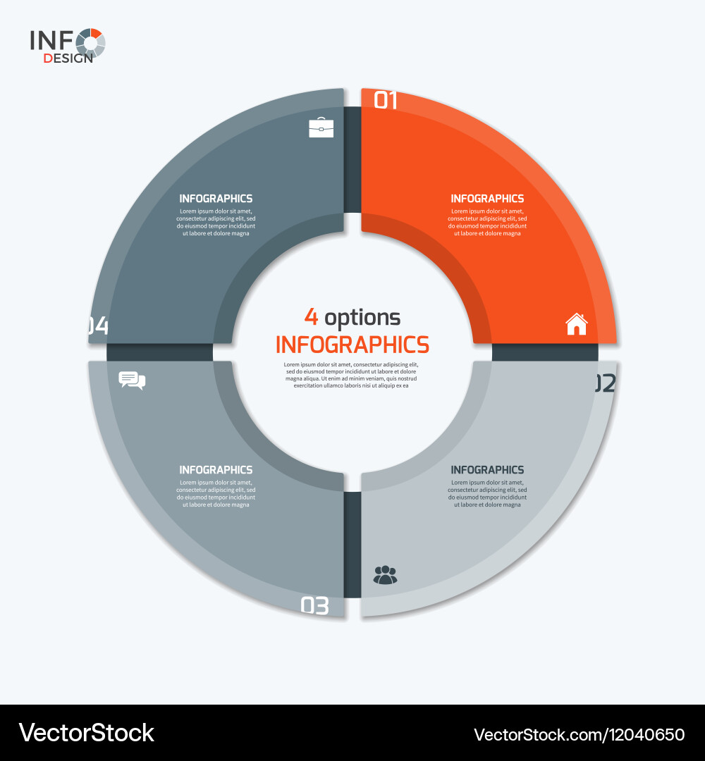 Circle chart infographic template with 4 options Vector Image
