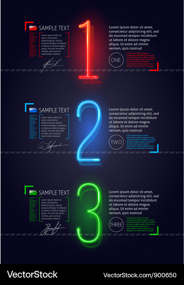 Design template with neon luminous numbers Vector Image
