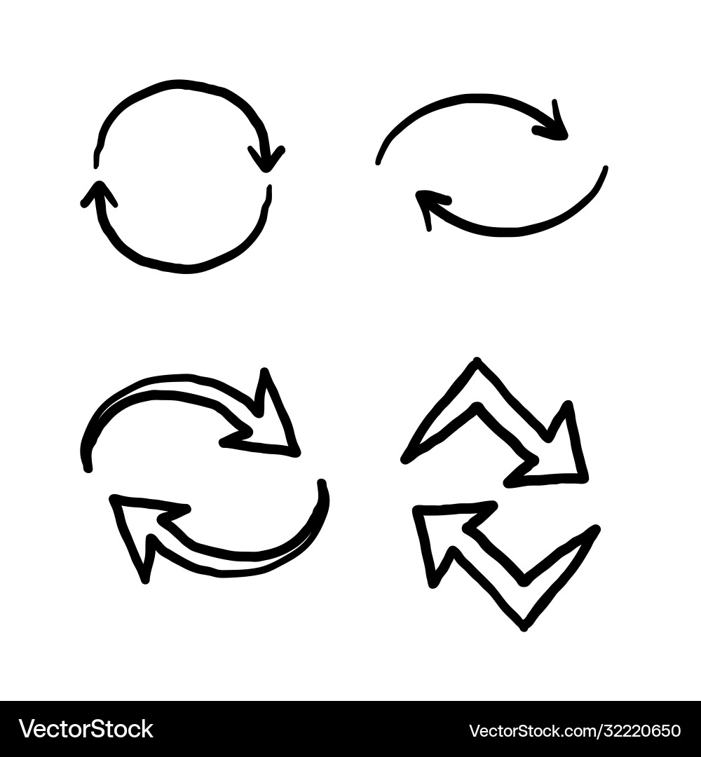 Double reverse circular swap arrow icon doodle Vector Image