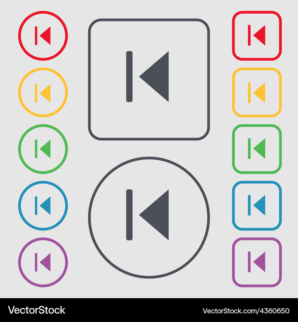 Fast backward icon sign symbol on the round Vector Image