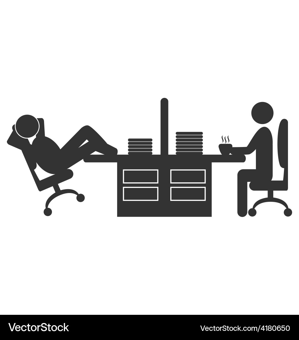 Flat office icon with workers on coffee break Vector Image