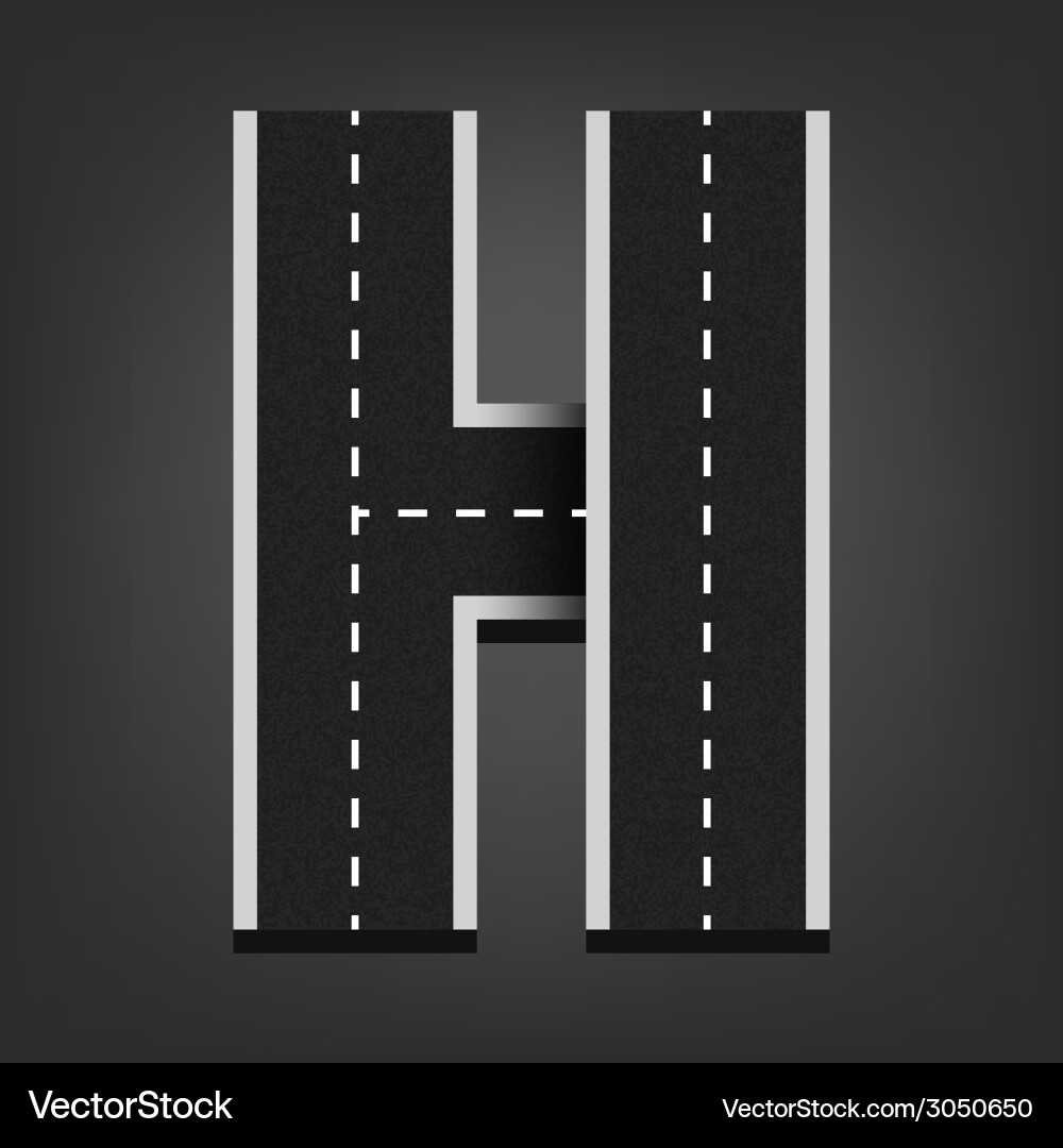 H letter road font Lizenzfreies Vektorbild - VectorStock