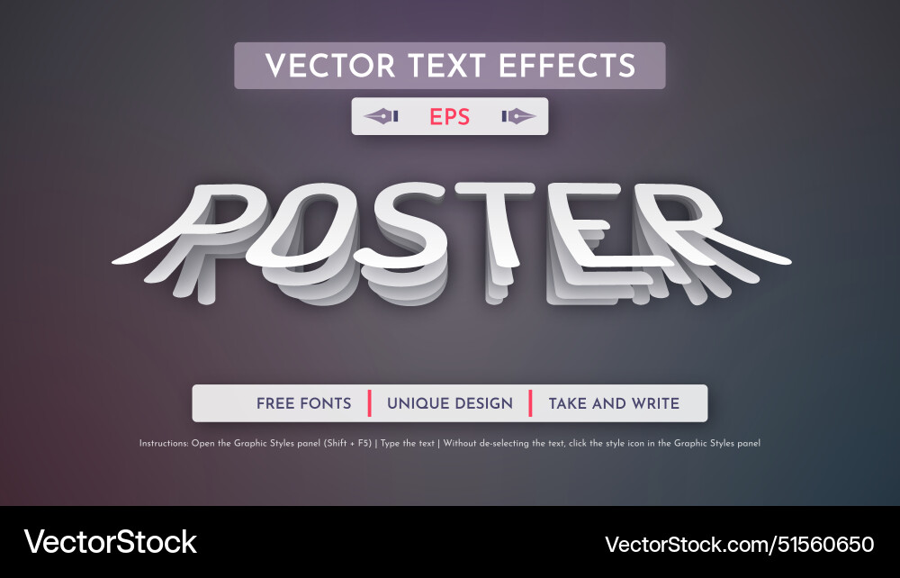 Paper bend - editable text effect font style Vector Image