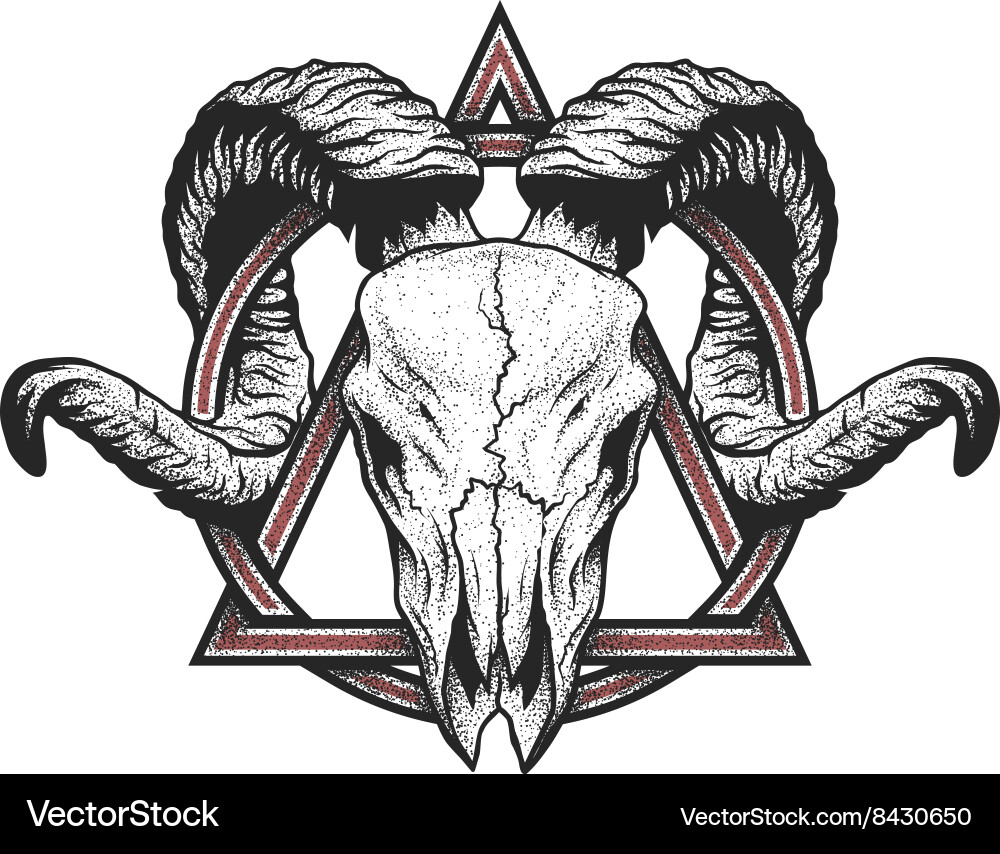 Ram skull with a geometric symbol Royalty Free Vector Image