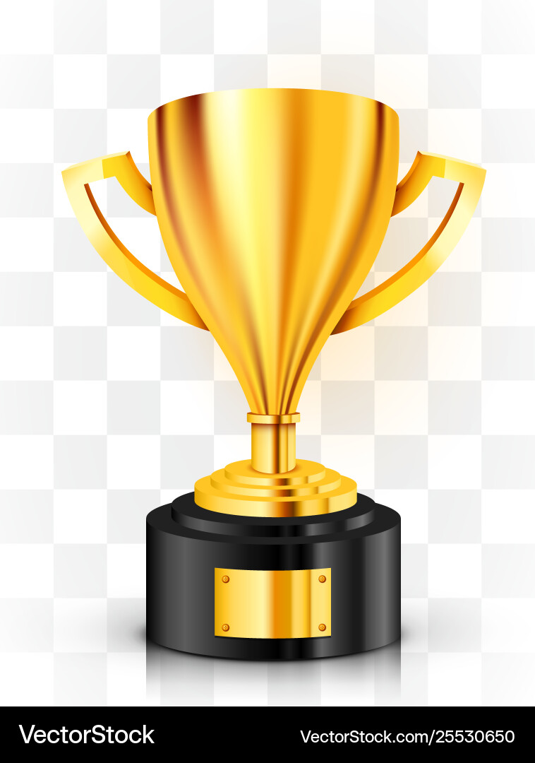 Realistic golden trophy on transparent background Vector Image