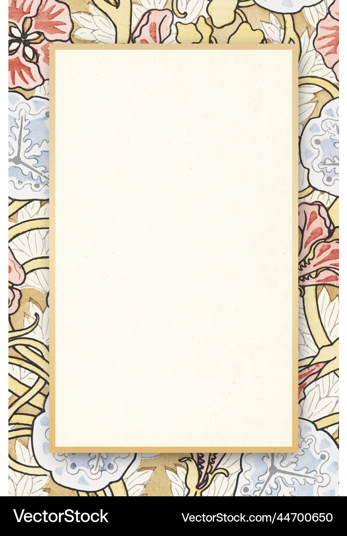 Rectangle antique floral frame copy space Vector Image