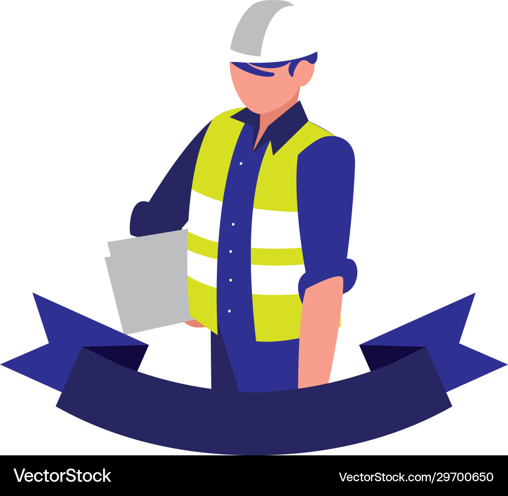 Technician man in uniform with equipment on white Vector Image