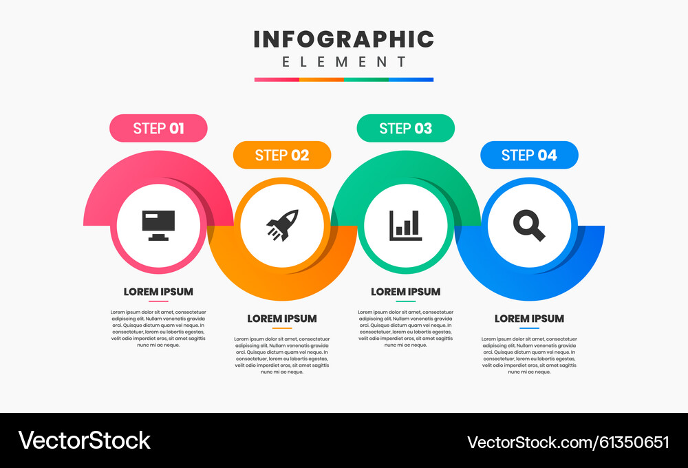 4 Step Process Infographic – Free Vector | VectorStock