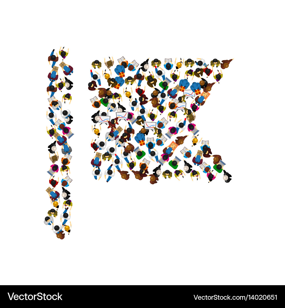 A group of people in shape flag icon Royalty Free Vector