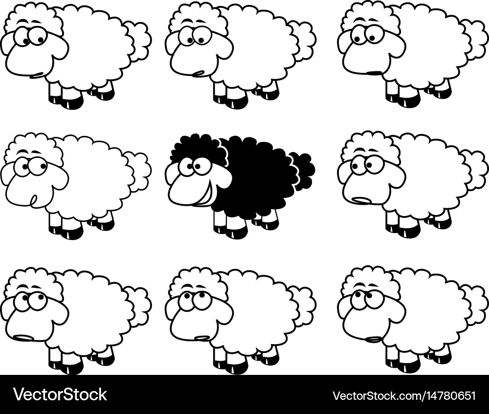 Black sheep Royalty Free Vector Image - VectorStock