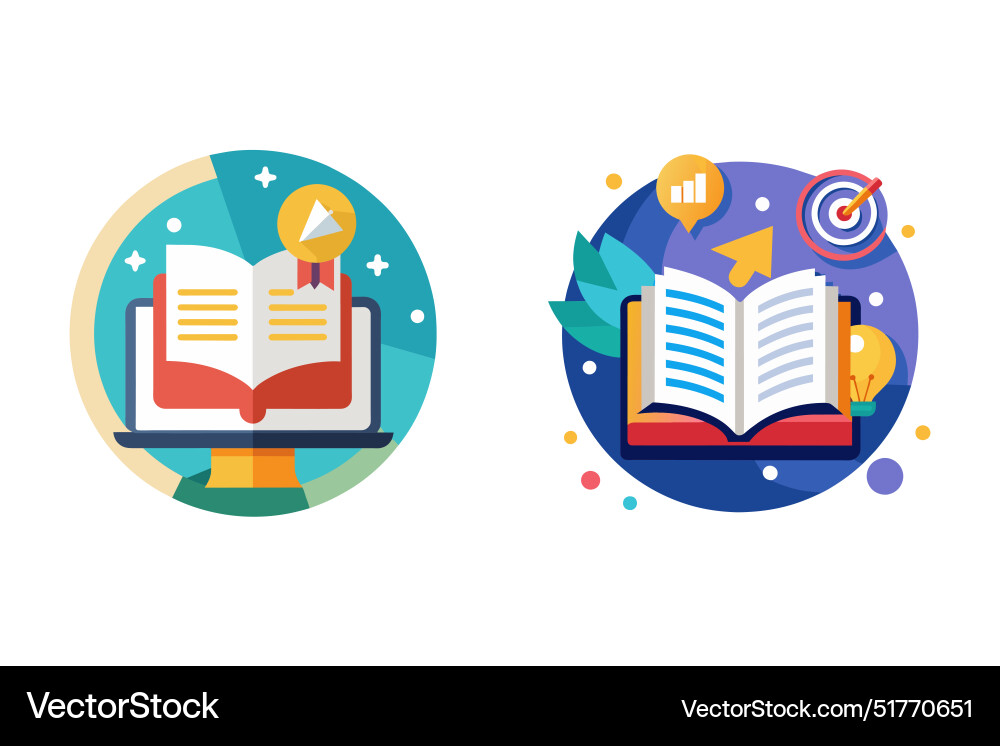Book marketing icon collection set items Vector Image