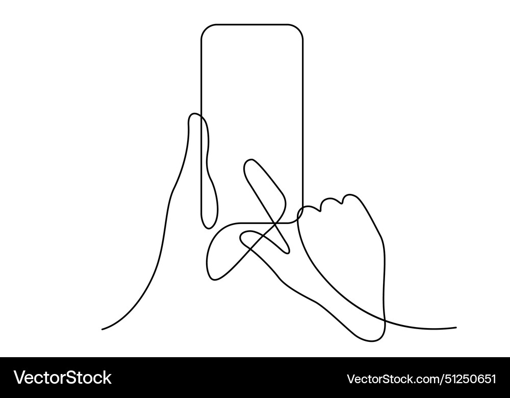 Hand using smartphone continuous line drawing Vector Image