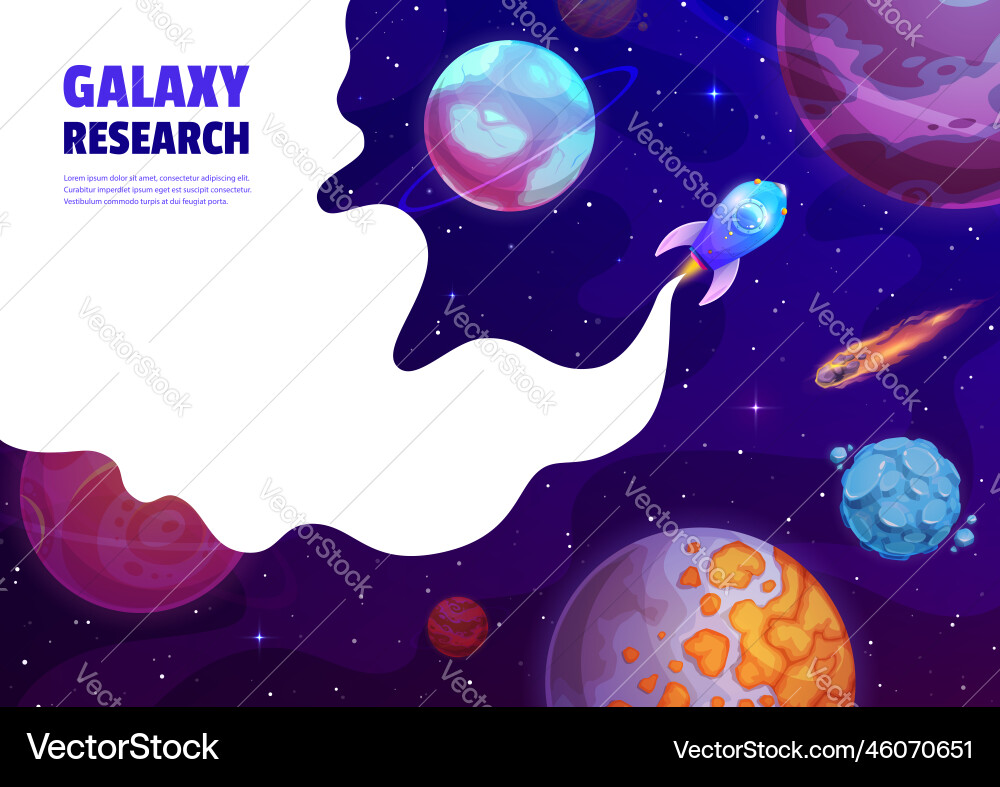 Landing page space cartoon rocket spaceship flight