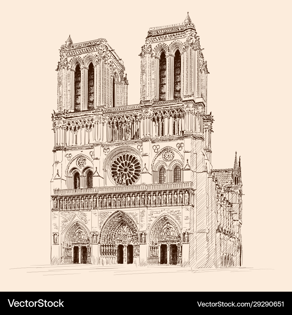 Notre dame de paris Royalty Free Vector Image - VectorStock