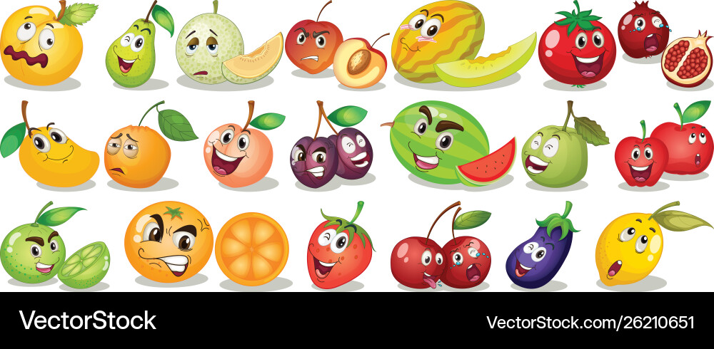 Set different funny foods Royalty Free Vector Image