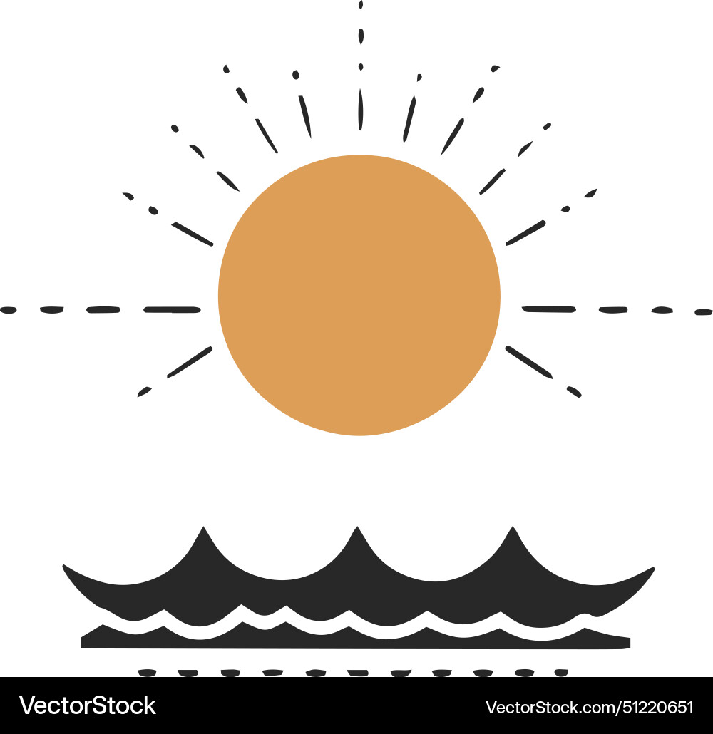 Sun over sea waves Royalty Free Vector Image - VectorStock