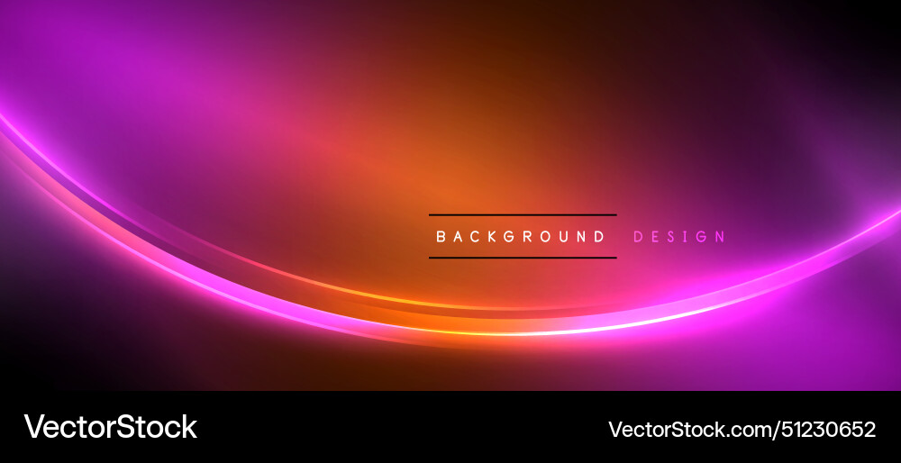A glowing neon wave on purple and orange Vector Image