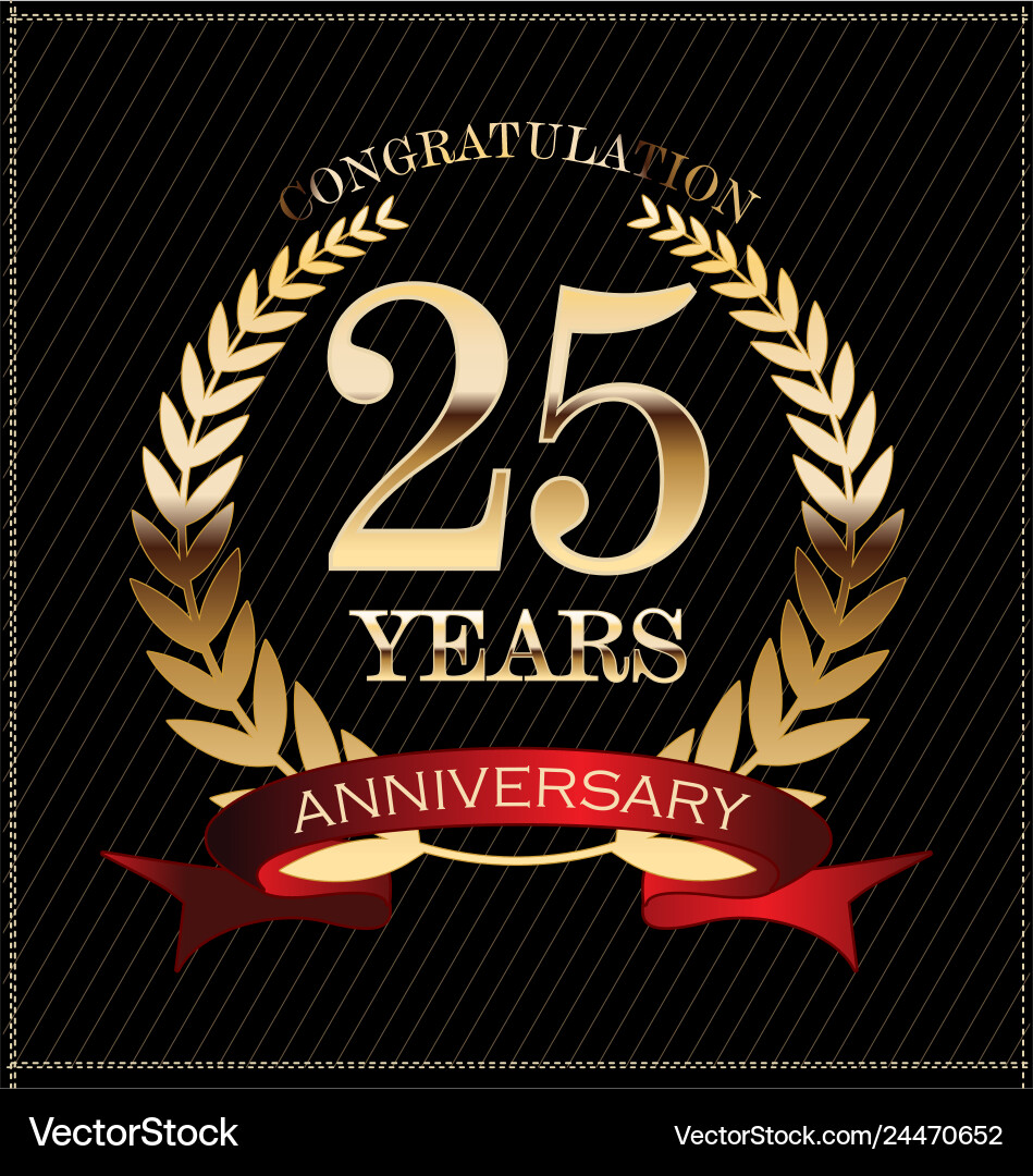Anniversary golden laurel wreath 25 years Vector Image