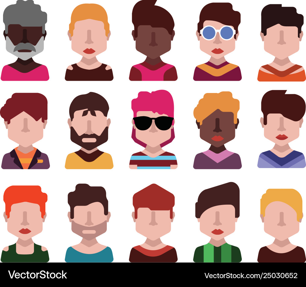 Avatar set stylized people Royalty Free Vector Image