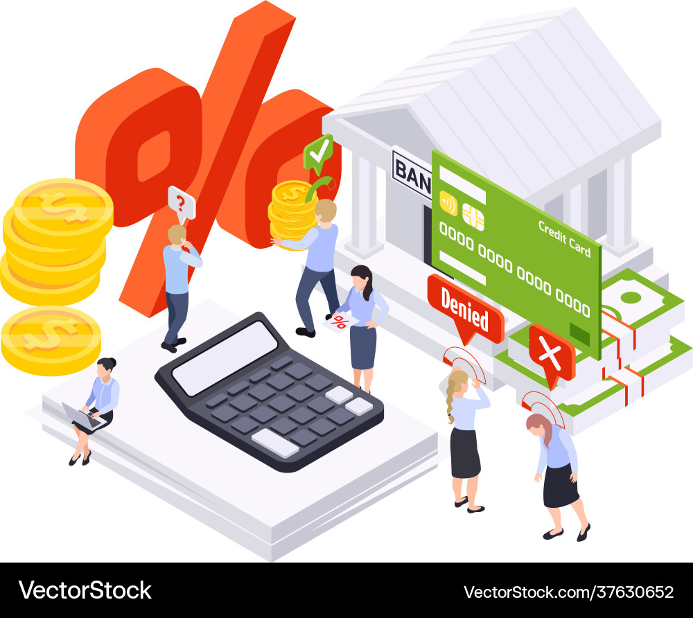 Bank loan percent composition Royalty Free Vector Image