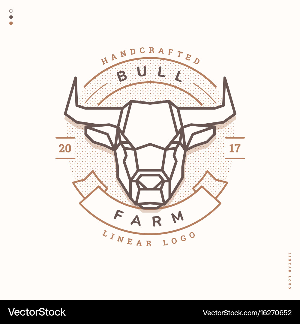 Bull farm linear logo Royalty Free Vector Image