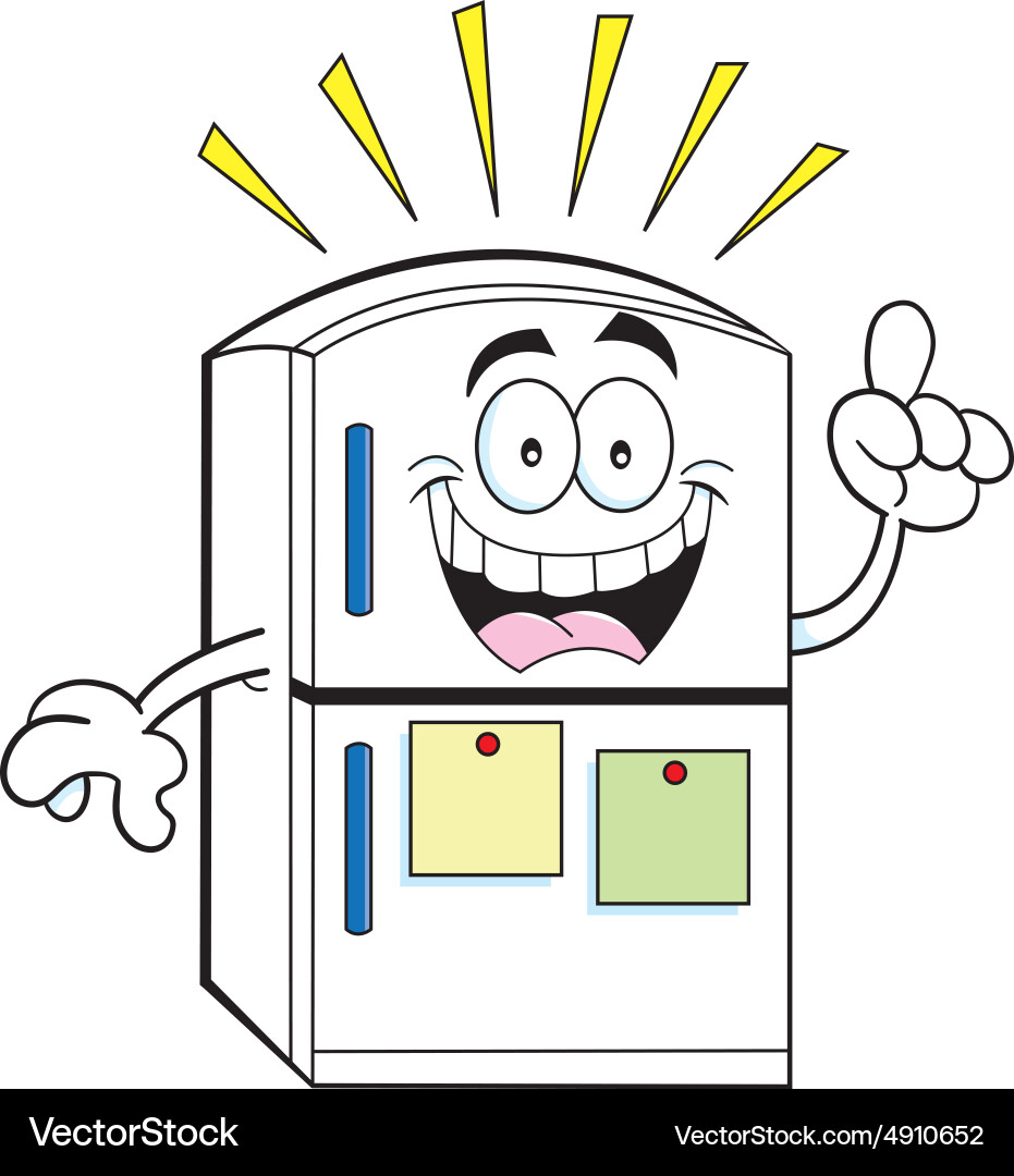 Cartoon refrigerator with an idea Royalty Free Vector Image