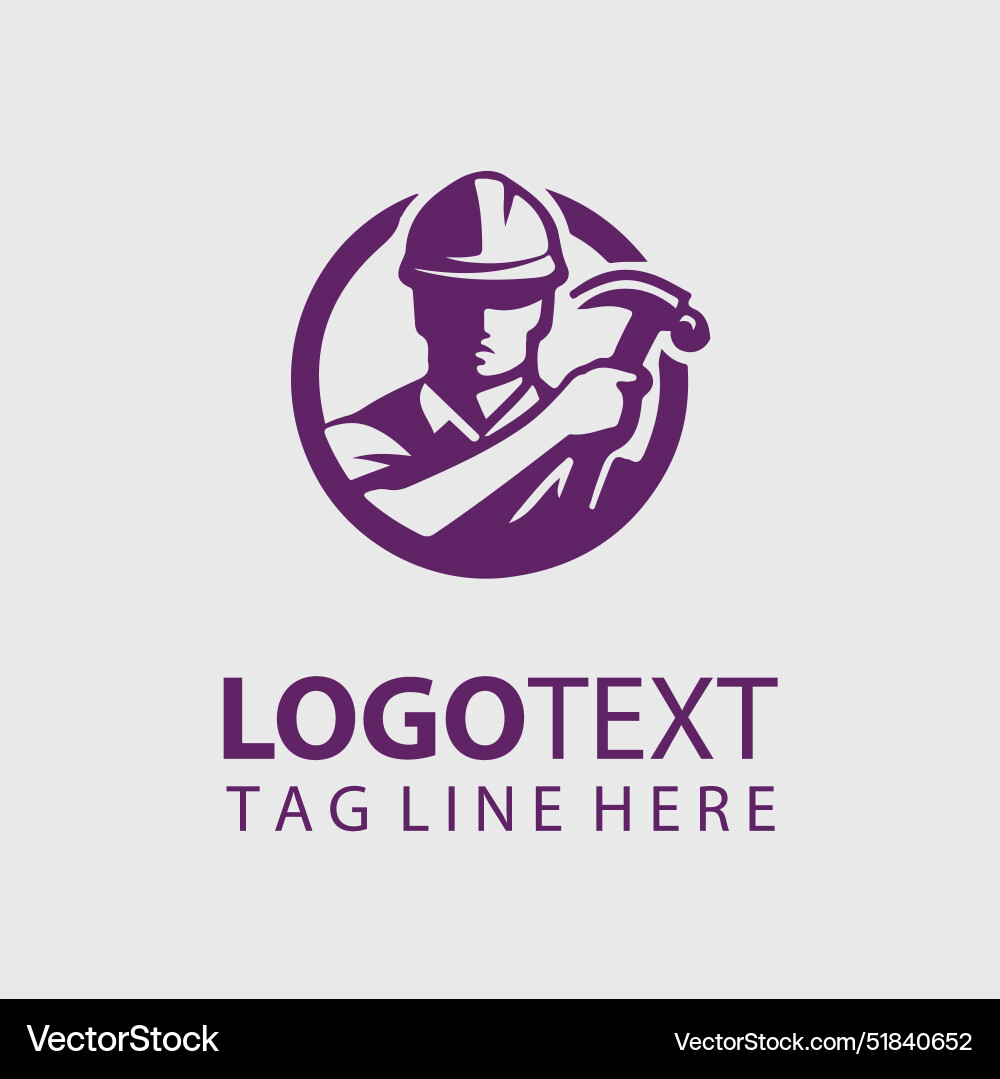 Construction worker logo Royalty Free Vector Image