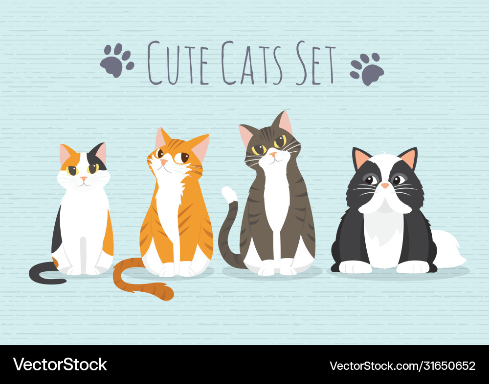 Cute Cartoon Cats Set Royalty Free Vector Image