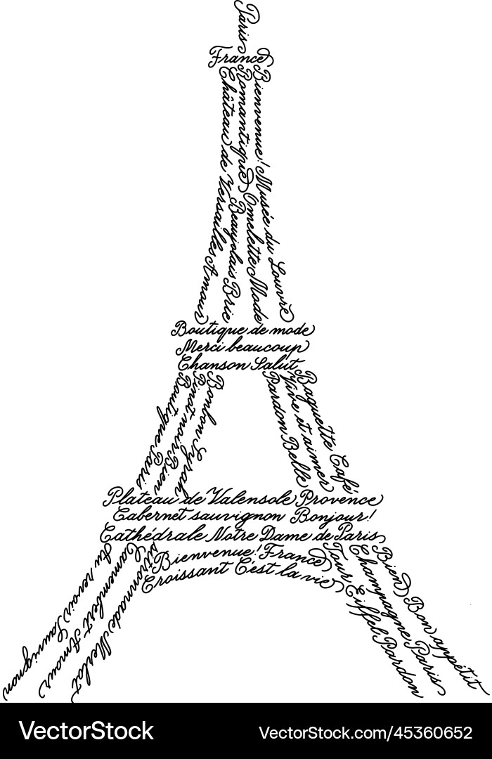 Eiffel Tower Phrase Art Royalty Free Vector Image