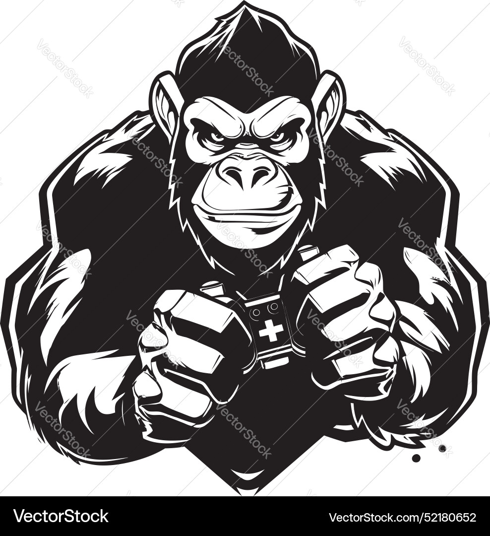 Gaming gorilla muscular chimpanzee symbol ape Vector Image