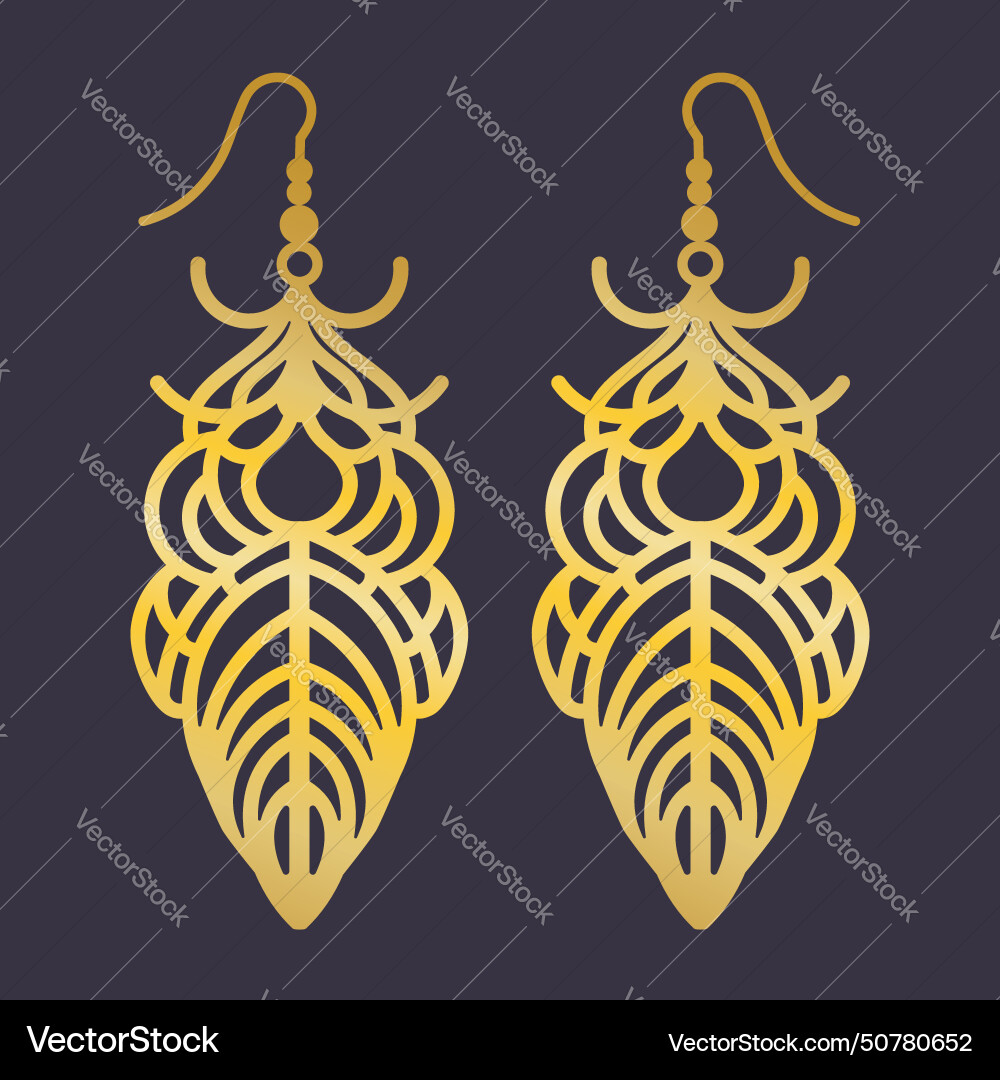 Golden floral earrings Royalty Free Vector Image