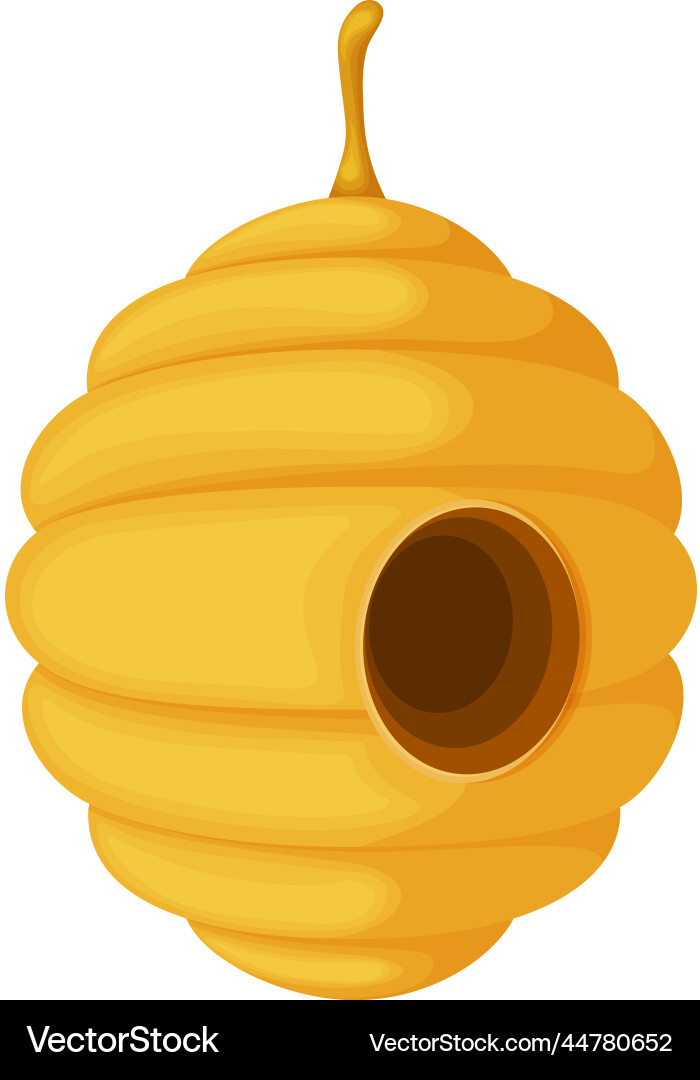 Hive yellow cartoon honey bee a beehive Royalty Free Vector