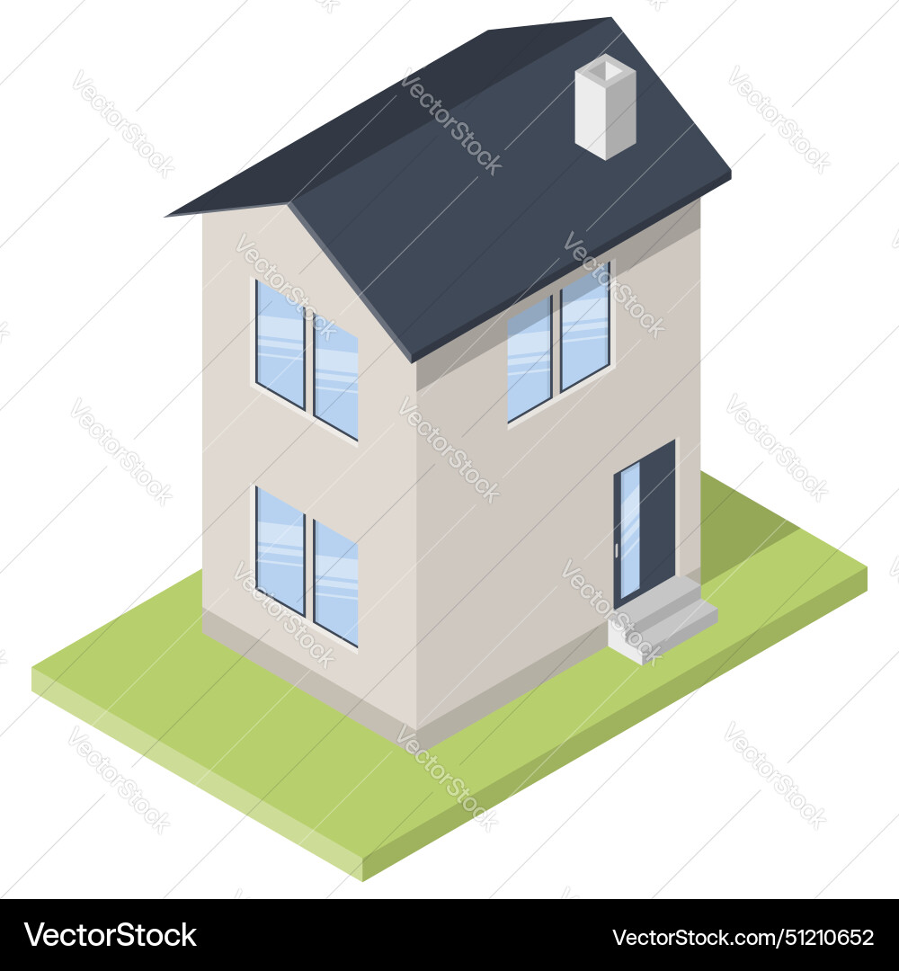 Isometric building residential house icon Vector Image