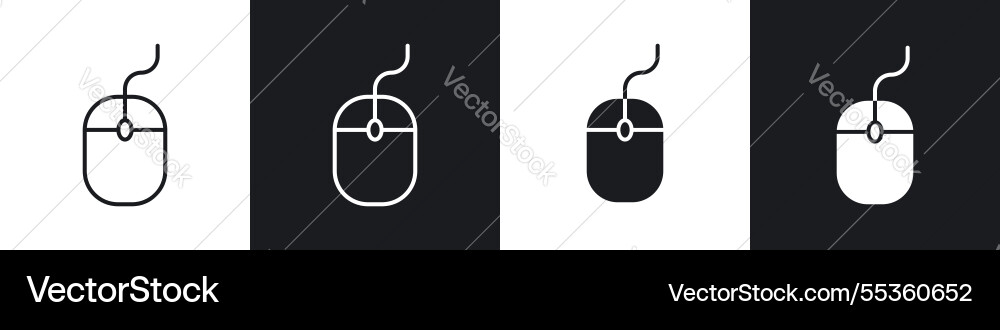 Mouse icons collection in black and white filled Vector Image