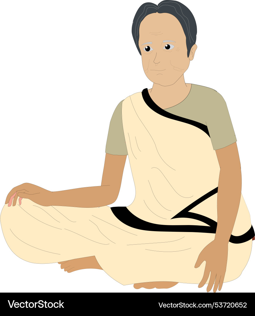 Old woman sitting pose indian widow character Vector Image