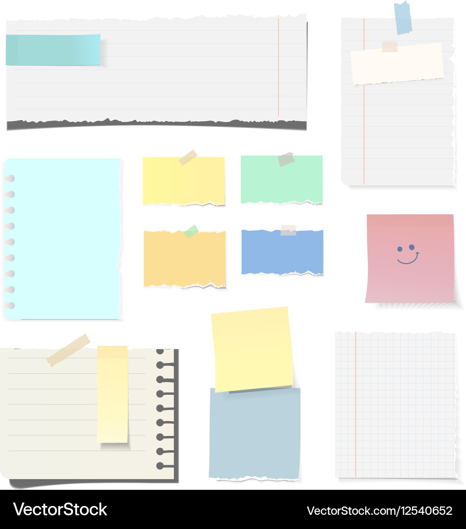 Set of blank torn paper sheets isolated Royalty Free Vector