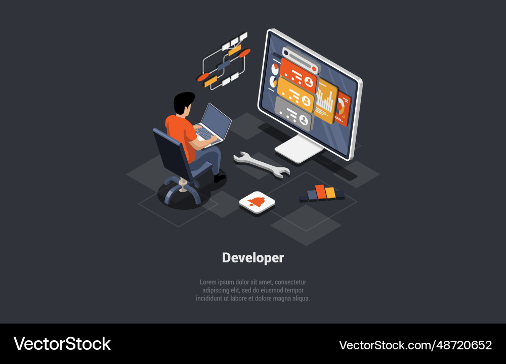Software development coding process programmer Vector Image Software development coding process programmer Vector Image