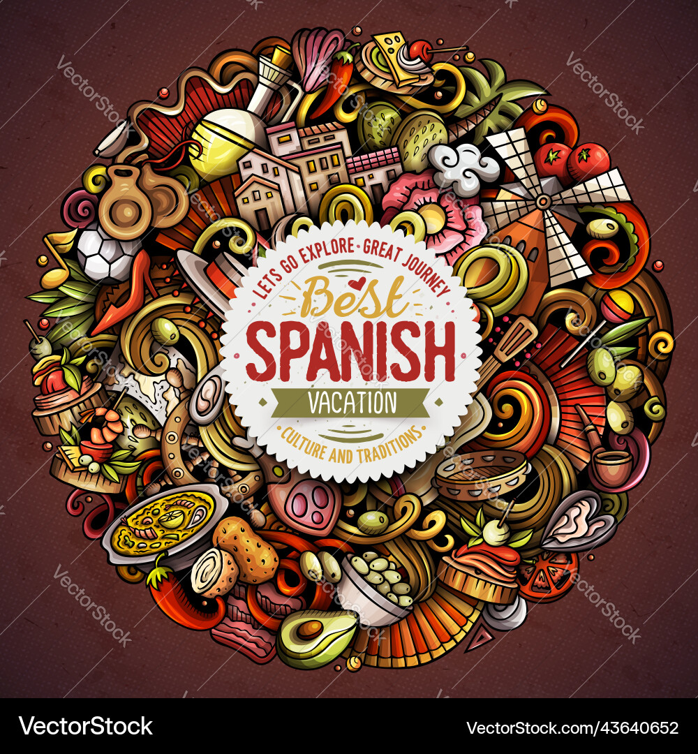 Spain cartoon doodles Royalty Free Vector Image