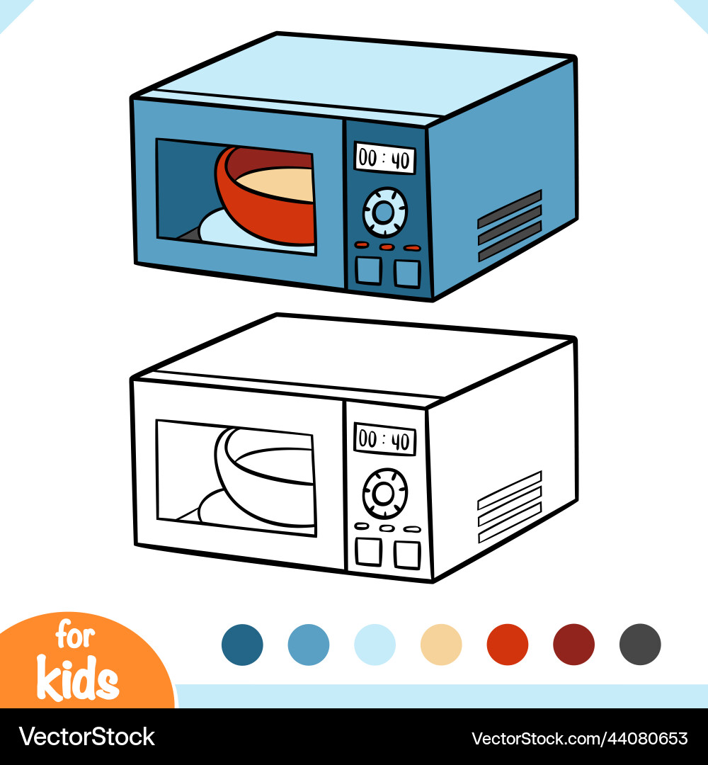 Black and White Microwave Coloring Page Royalty Free Vector