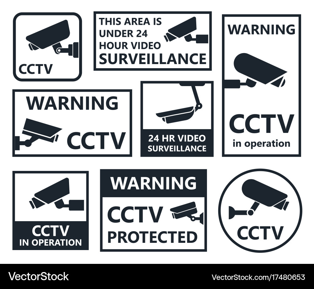 Cctv icons security camera symbols Royalty Free Vector Image