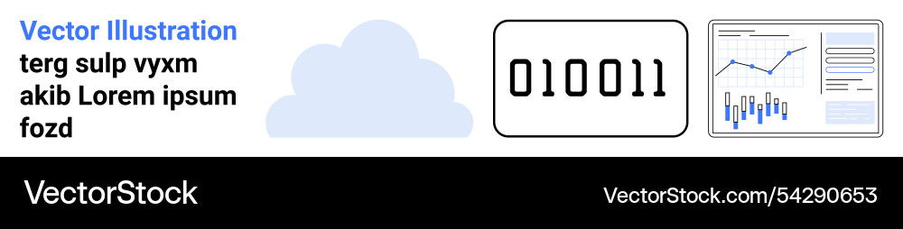 Cloud Computing Storage Binary Code Data Vector Image