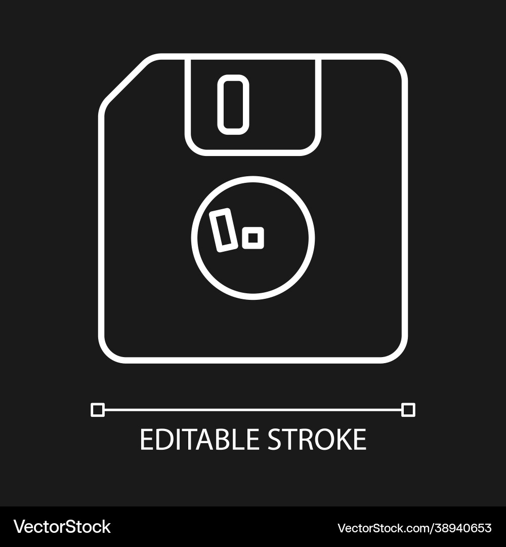 Diskette weiße lineare Ikone für dunkles Thema Vektorbild