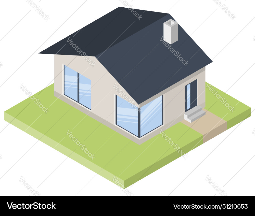 Isometric building residential house icon Vector Image