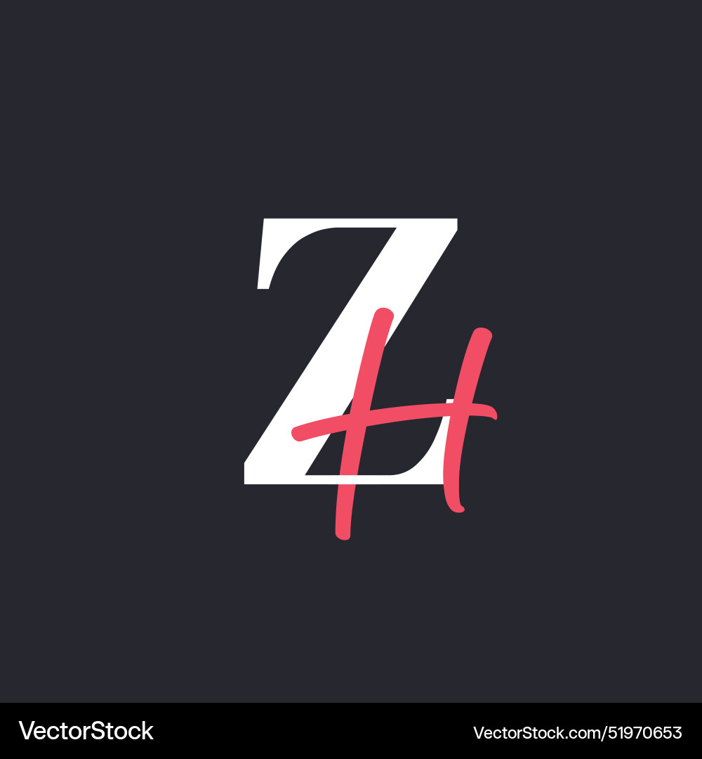 Letter zh logo perfectly blended initials Vector Image