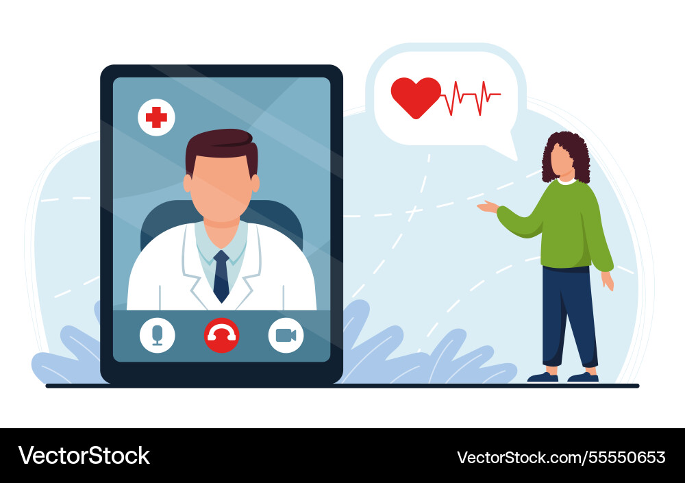 Online telemedicine consultation with doctor Vector Image